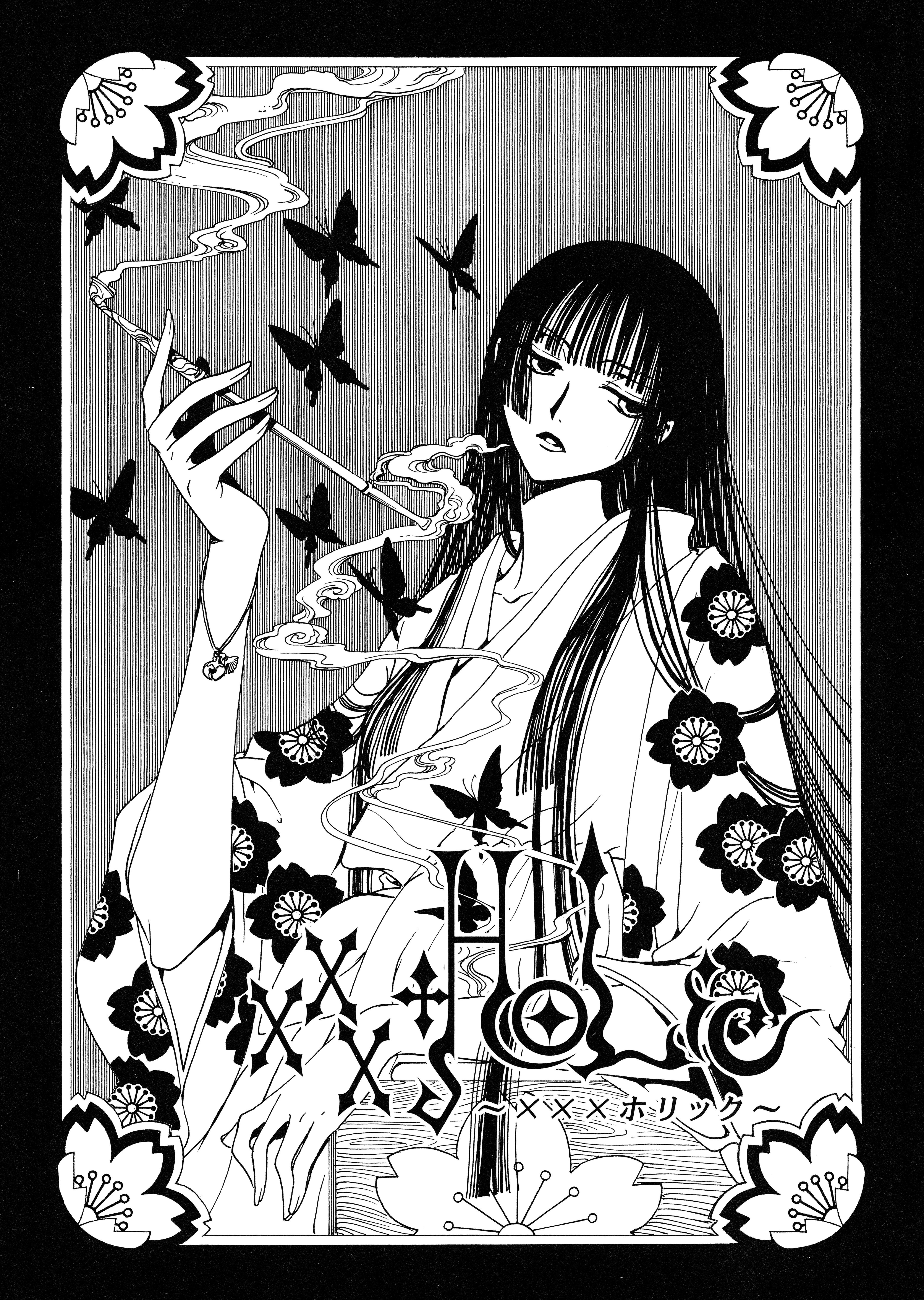 clamp xxxholic ichihara yuuko kimono monochrome | #130493 | yande.re